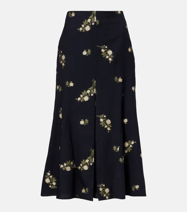 Erdem Floral Jacquard Midi Skirt
