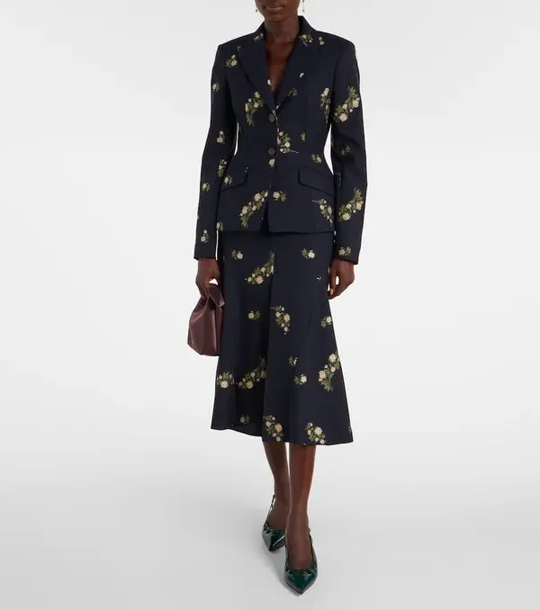 Erdem Floral Jacquard Midi Skirt