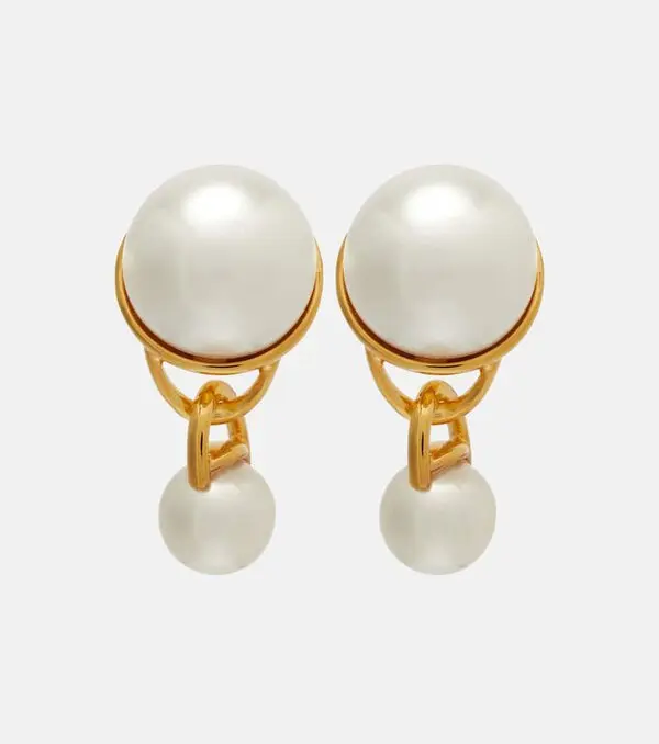 Oscar De La Renta Faux Pearl Drop Earrings - Gold