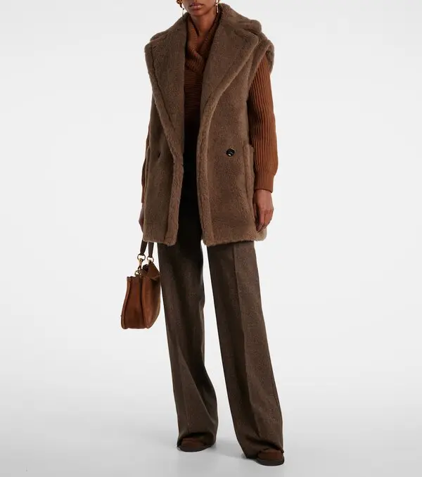 Max Mara Alpaca, Wool, And Silk Teddy Vest - Brown