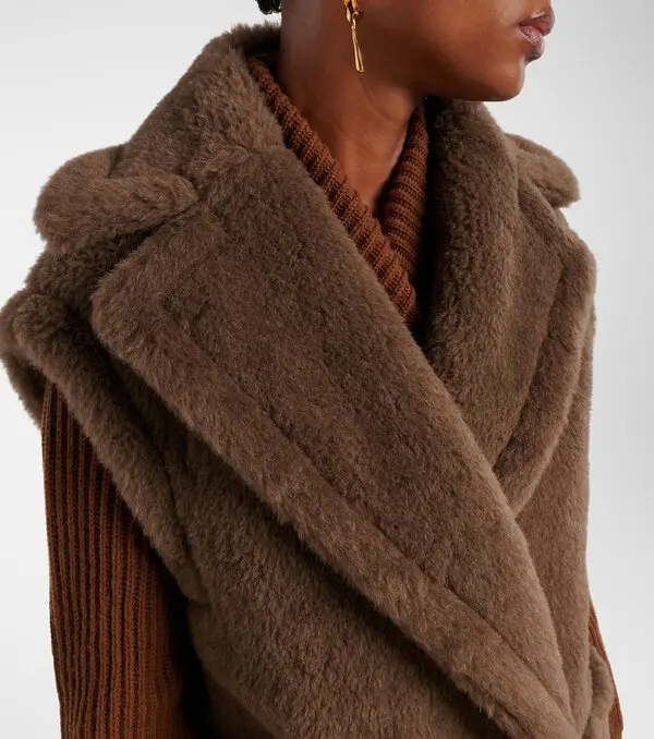 Max Mara Alpaca, Wool, And Silk Teddy Vest - Brown
