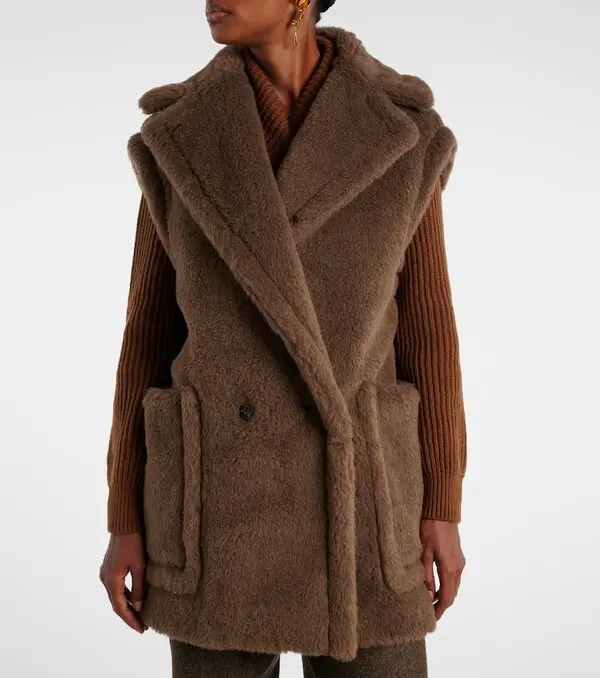 Max Mara Alpaca, Wool, And Silk Teddy Vest - Brown