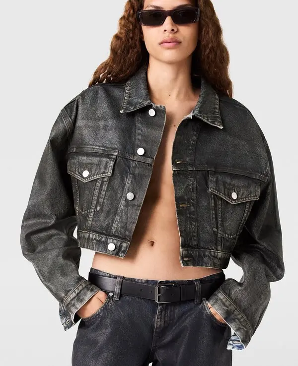 Stella McCartney Aged Paneled Cropped Denim Jacket - Aged Blue