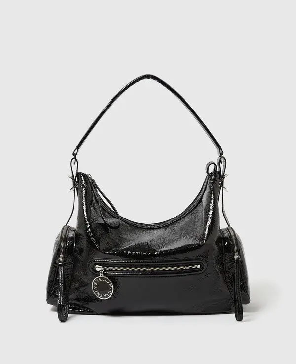 Stella McCartney Dartmoor Cracked Patent Shoulder Bag - Black