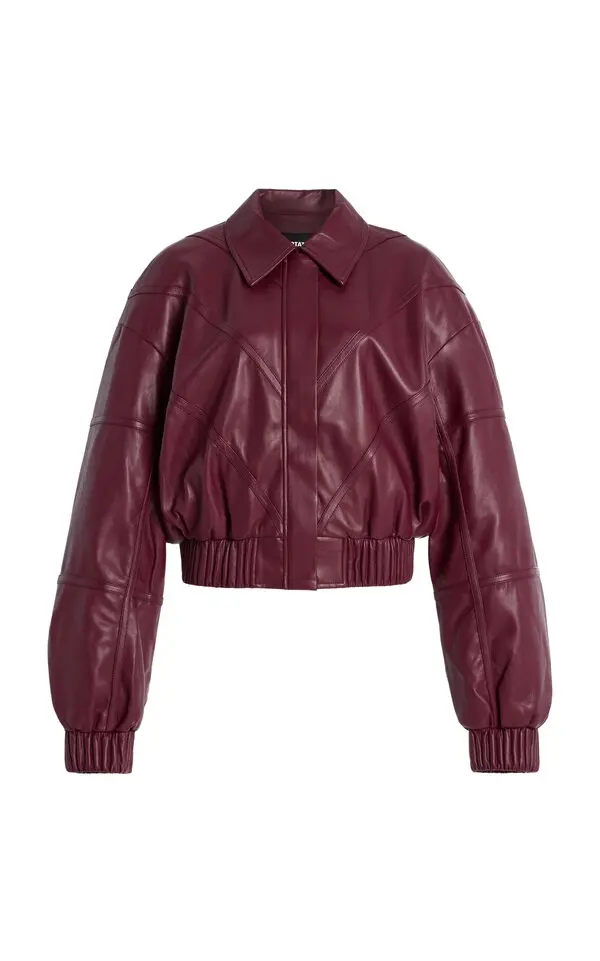 ROTATE BY BIRGER CHRISTENSEN Faux Leather Bomber Jacket