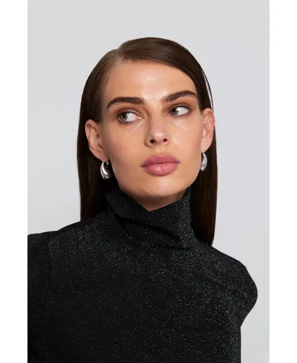 ELLE COLLECTION Knit Turtleneck Top - Black