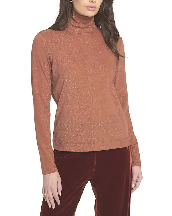 ELLE COLLECTION Knit Turtleneck Top - Brown