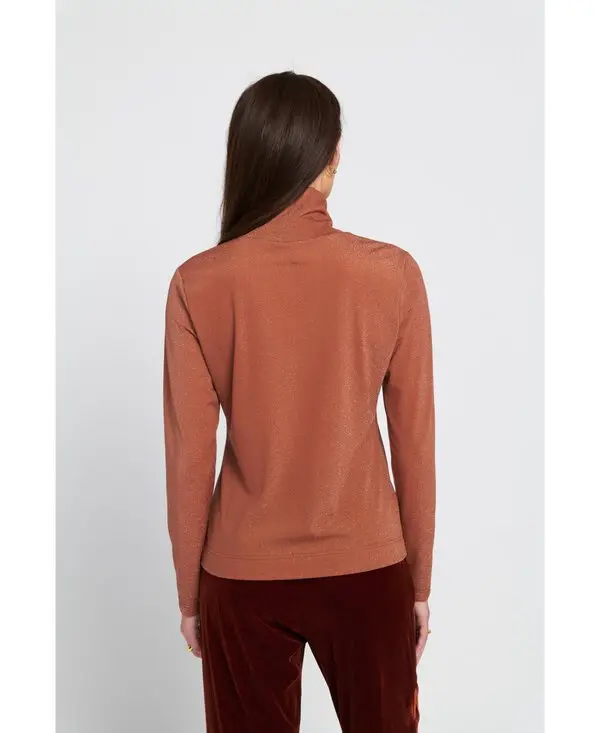 ELLE COLLECTION Knit Turtleneck Top - Brown