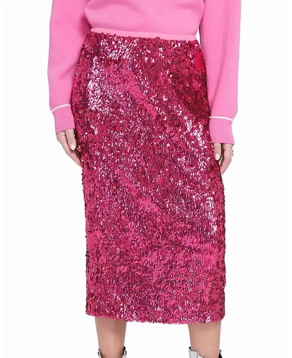 ELLE COLLECTION Sequin Midi Skirt - Pink