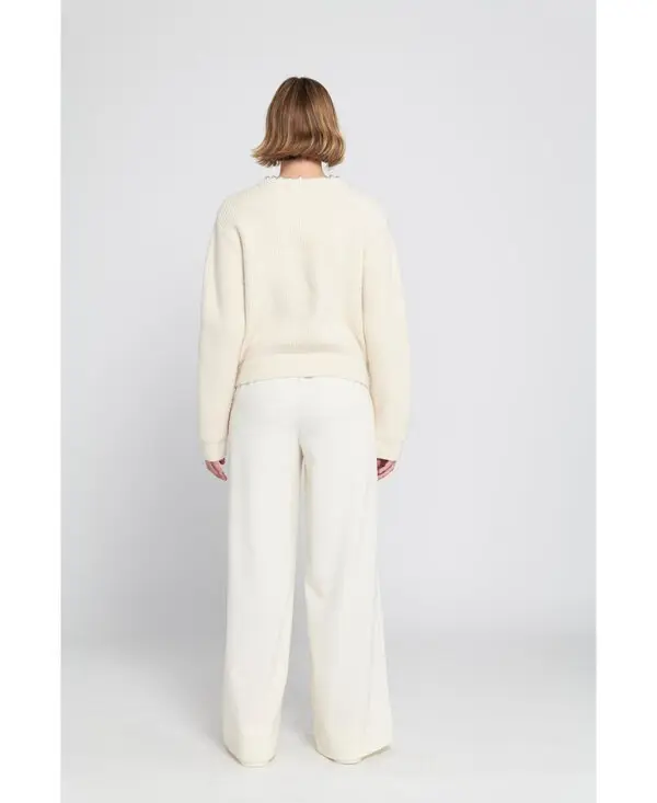 ELLE COLLECTION Beaded Cardigan - White