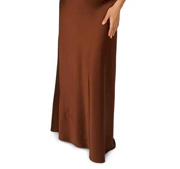 Adrianna Papell Stretch Satin Long Dress