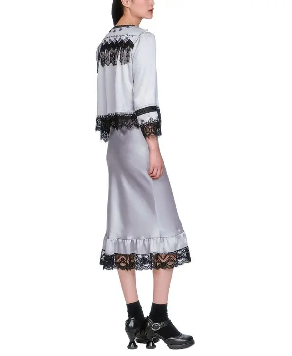 Anna Sui Midi Lace Trim Skirt
