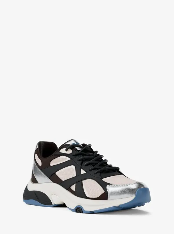 Michael Kors Leo Mixed-media Trainer - Brown