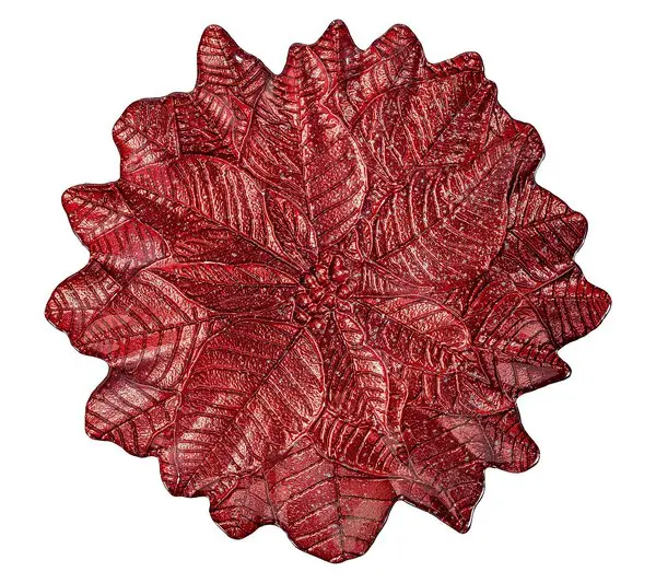 EVERGREEN 12'l Glass Poinsettia Serving Plate - One-color