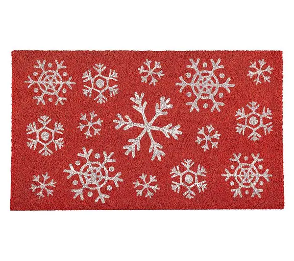 EVERGREEN Christmas Snowflake Coir Door Mat