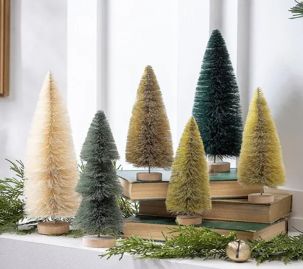 EVERGREEN Set Of 6 Bottle Brush Trees Table Dec Or - One-color