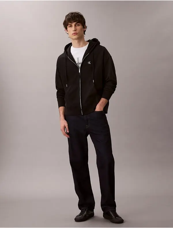 Calvin Klein Premium Terry Relaxed Zip Hoodie - Black