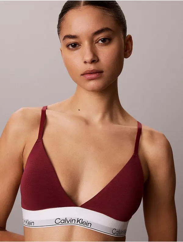 Calvin Klein Icon Cotton Modal Lightly Lined Triangle Bralette - Established Red