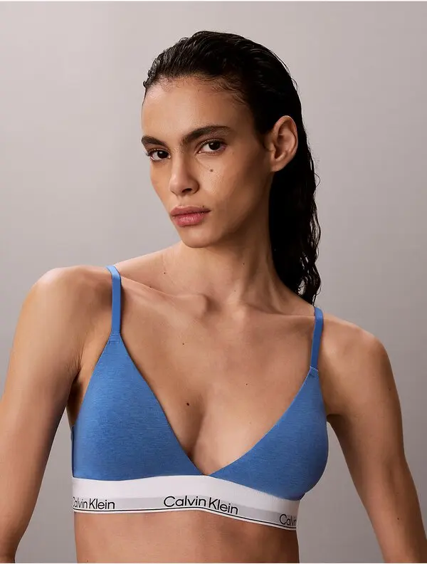 Calvin Klein Icon Cotton Modal Lightly Lined Triangle Bralette - Poseidon Blue