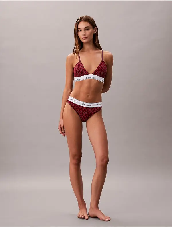Calvin Klein Icon Cotton Modal Lightly Lined Triangle Bralette - Seamless Emblem / Dark Berry