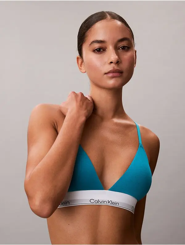 Calvin Klein Icon Cotton Modal Lightly Lined Triangle Bralette - Teal Breeze