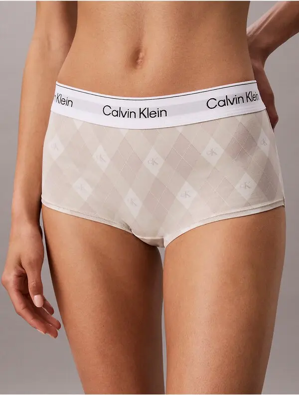 Calvin Klein Icon Cotton Modal Boyshort - Argyle Moonstruck