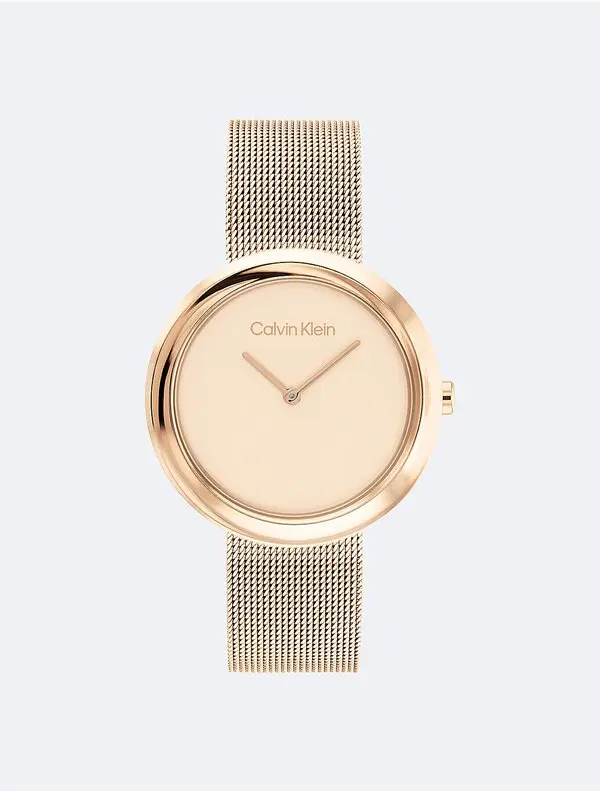 Calvin Klein Minimalist Twisted Bezel Watch - Carnation Gold