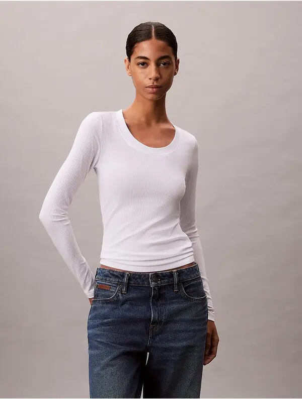 Calvin Klein Modal Stretch Rib Slim T-shirt - Brilliant White
