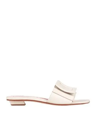 ROGER VIVIER Leather Slide Sandals - White