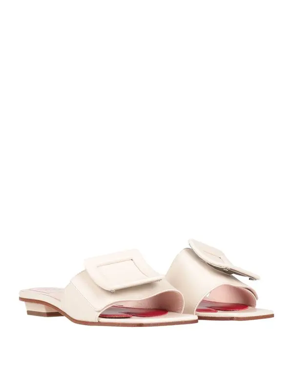 ROGER VIVIER Leather Slide Sandals - White