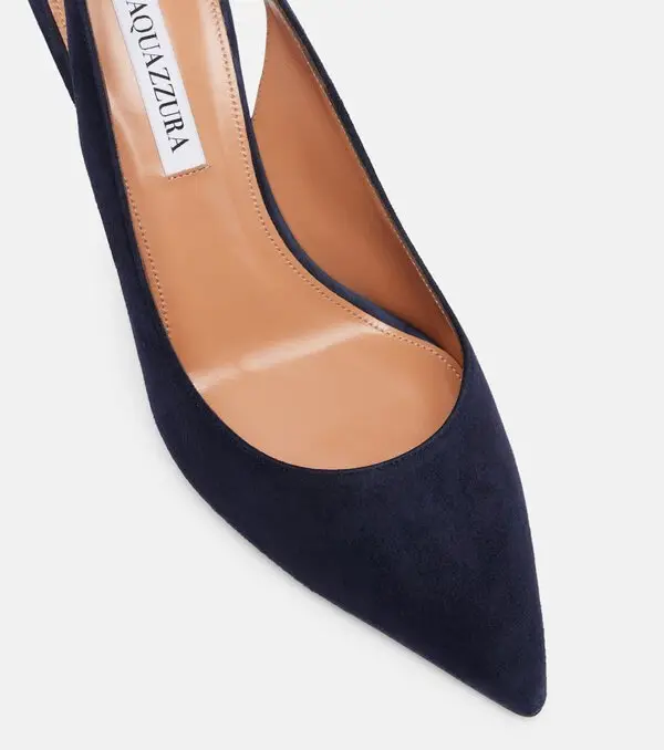 AQUAZZURA Bow Tie 85 Suede Pumps - Blue
