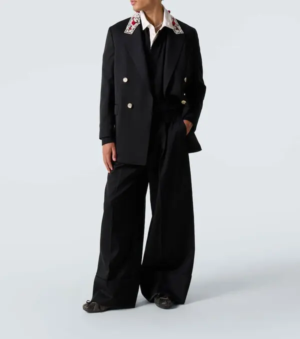Simone Rocha Embellished Double-breasted Blazer