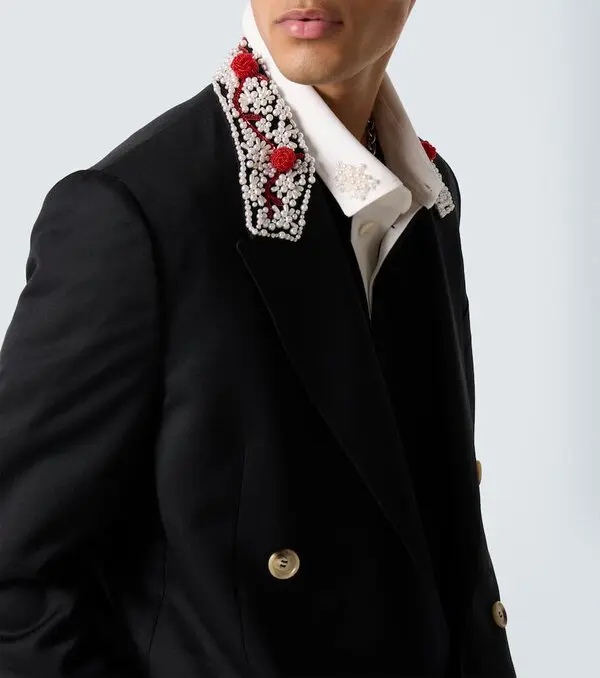 Simone Rocha Embellished Double-breasted Blazer