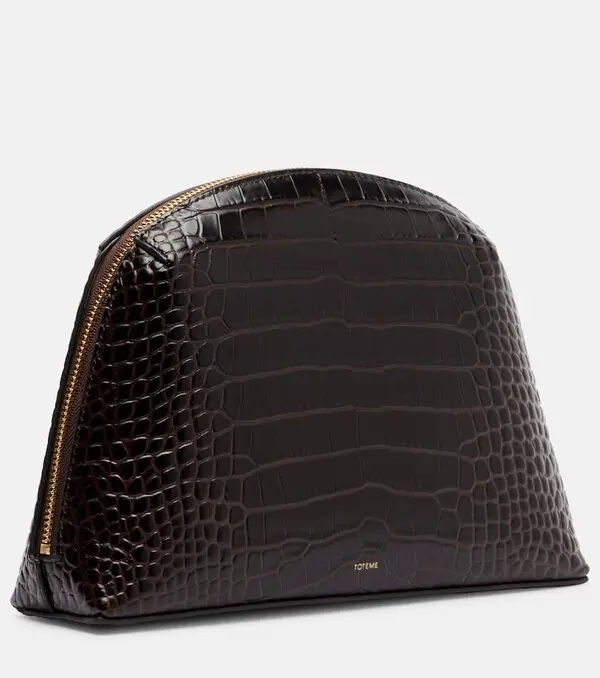 TOTEME Small Croc-effect Leather Pouch - Brown