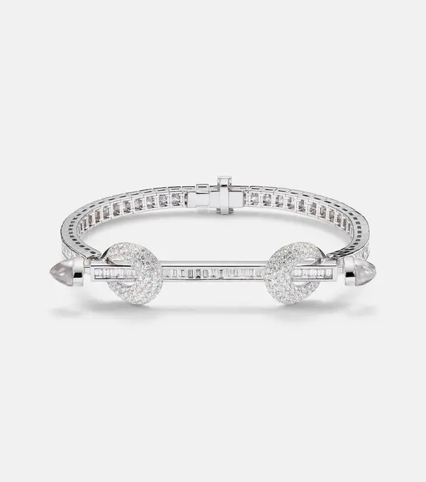 ANANYA Chakra 18kt White Gold Bracelet With Diamonds And Quartz - Silver
