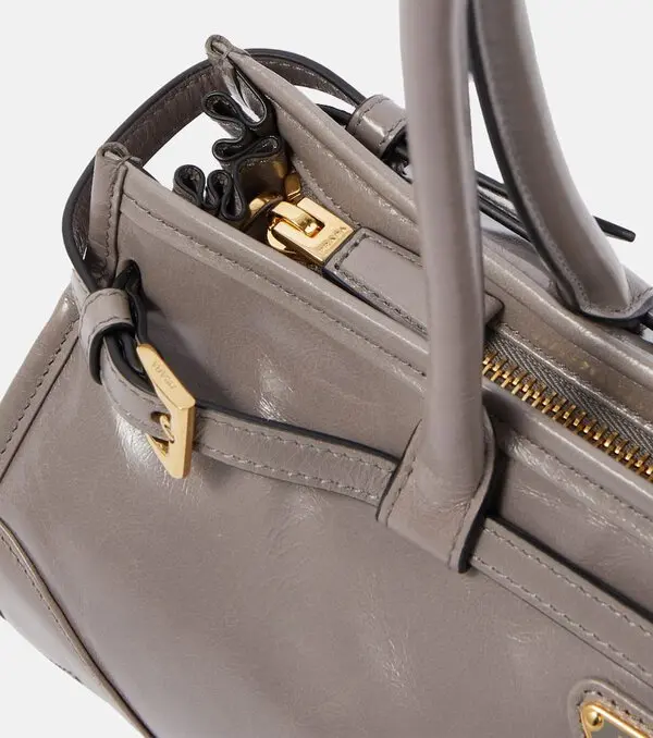 Prada Bonnie Medium Leather Shoulder Bag - Grey