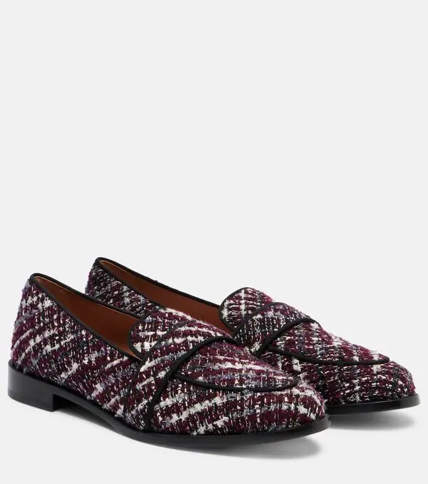 AQUAZZURA Martin Tweed Loafers Blackberry