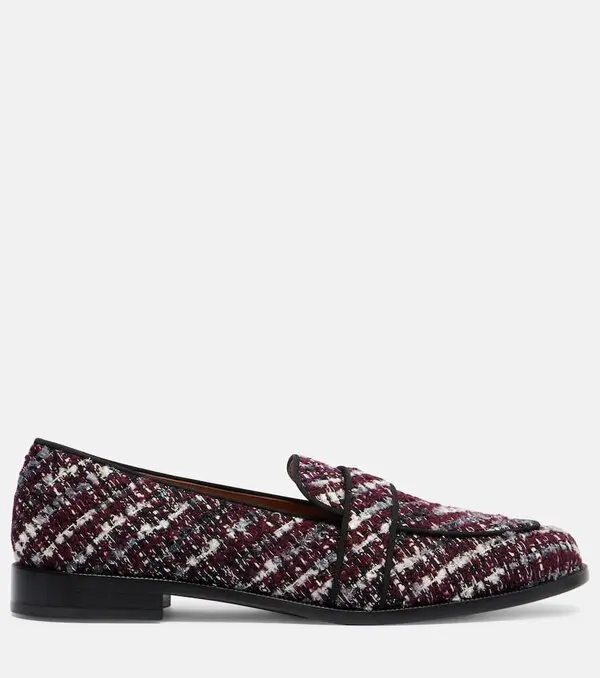 AQUAZZURA Martin Tweed Loafers Blackberry