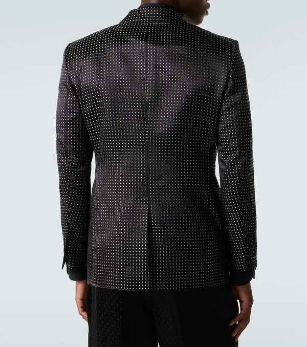 TOM FORD Polka-dot Silk Satin Suit Jacket - Black