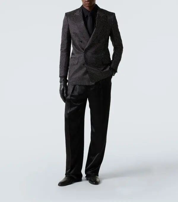 TOM FORD Polka-dot Silk Satin Suit Jacket - Black