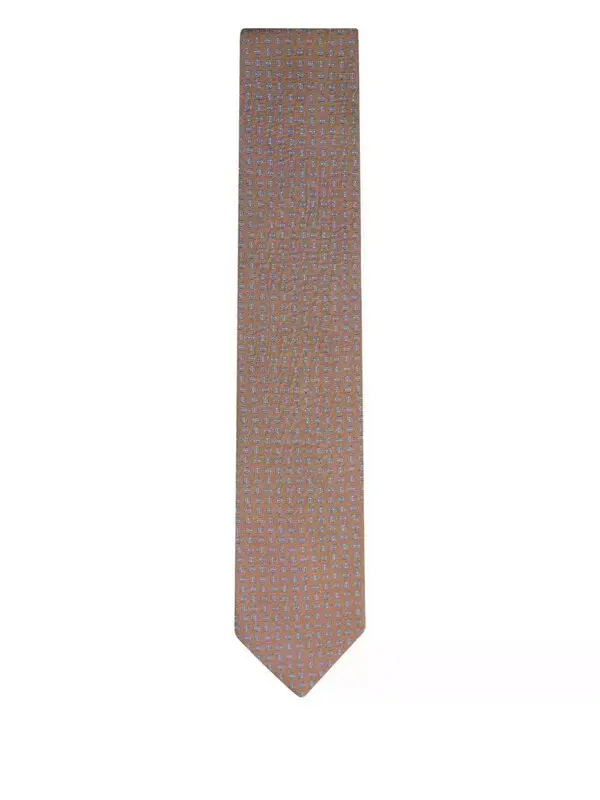Canali Geometric-pattern Neck Tie - Brown