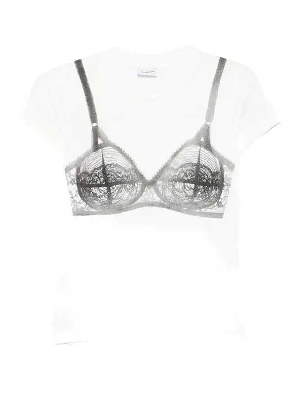 Vaquera Bra Trompe L'oeil Cotton T-shirt - White