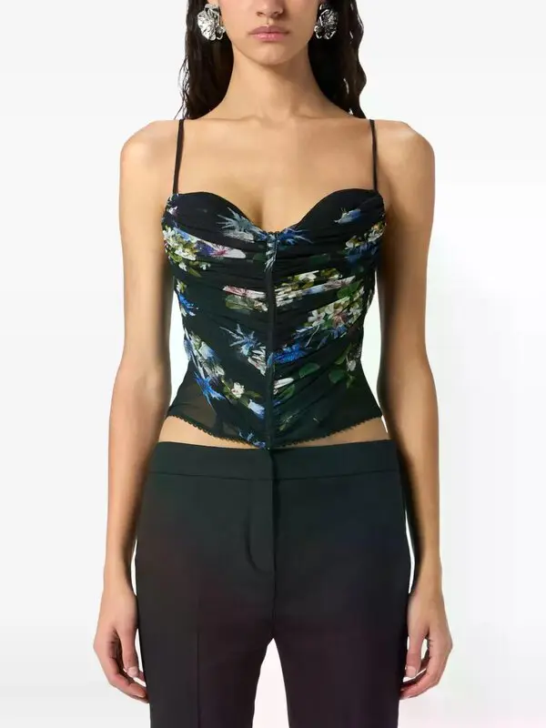 Blumarine Floral-print Ruched Top