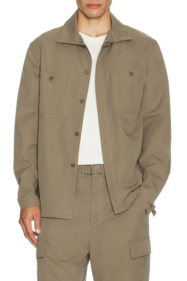 Simkhai Sean Shirt Jacket In Olive - Faded Olive
