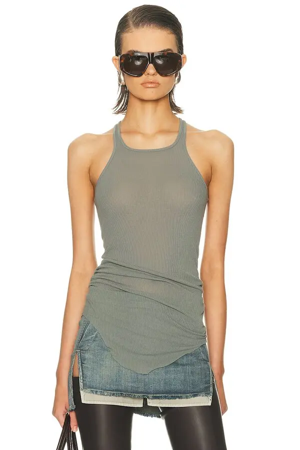 Rick Owens Basic Rib Tank Top - Washed Indigo