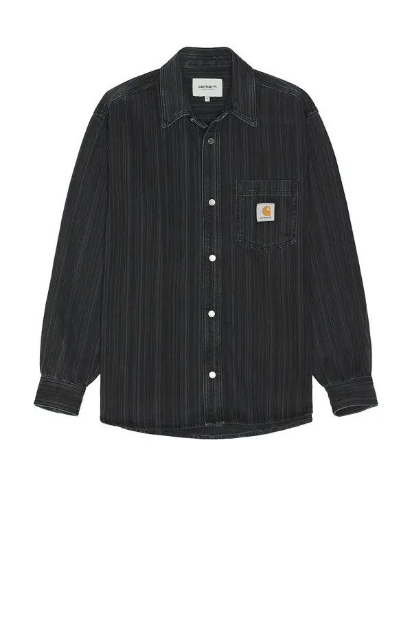 Carhartt Work In Progress Rylan Long Sleeve Shirt In Black - Stone Washed Rylan Stripe Black