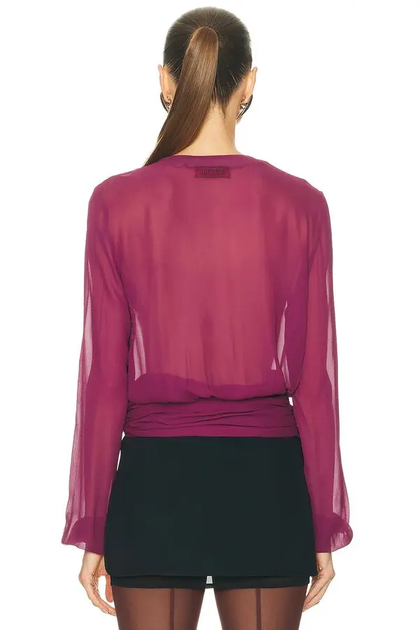 Attico Deep V Blouse - Plum