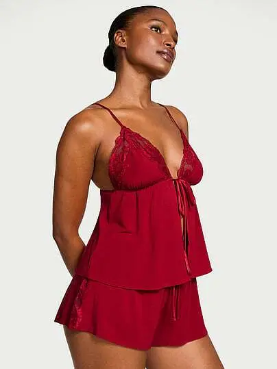 Victoria's Secret Modal Soft Lace-trim Flyaway Cami Set - Red
