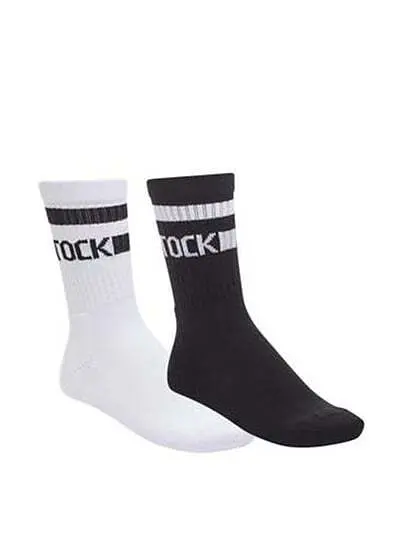 Pink Cotton Stripe Crew Socks - Black