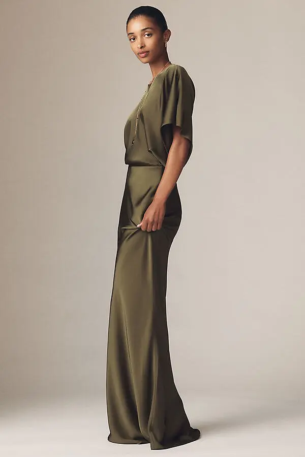 Norma Kamali Reverse Obie Satin Maxi Dress